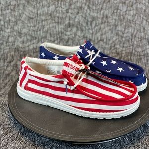 Hey Dude | Shoes | Hey Dude Wally Patriotic Sneakers Mens American Flag ...